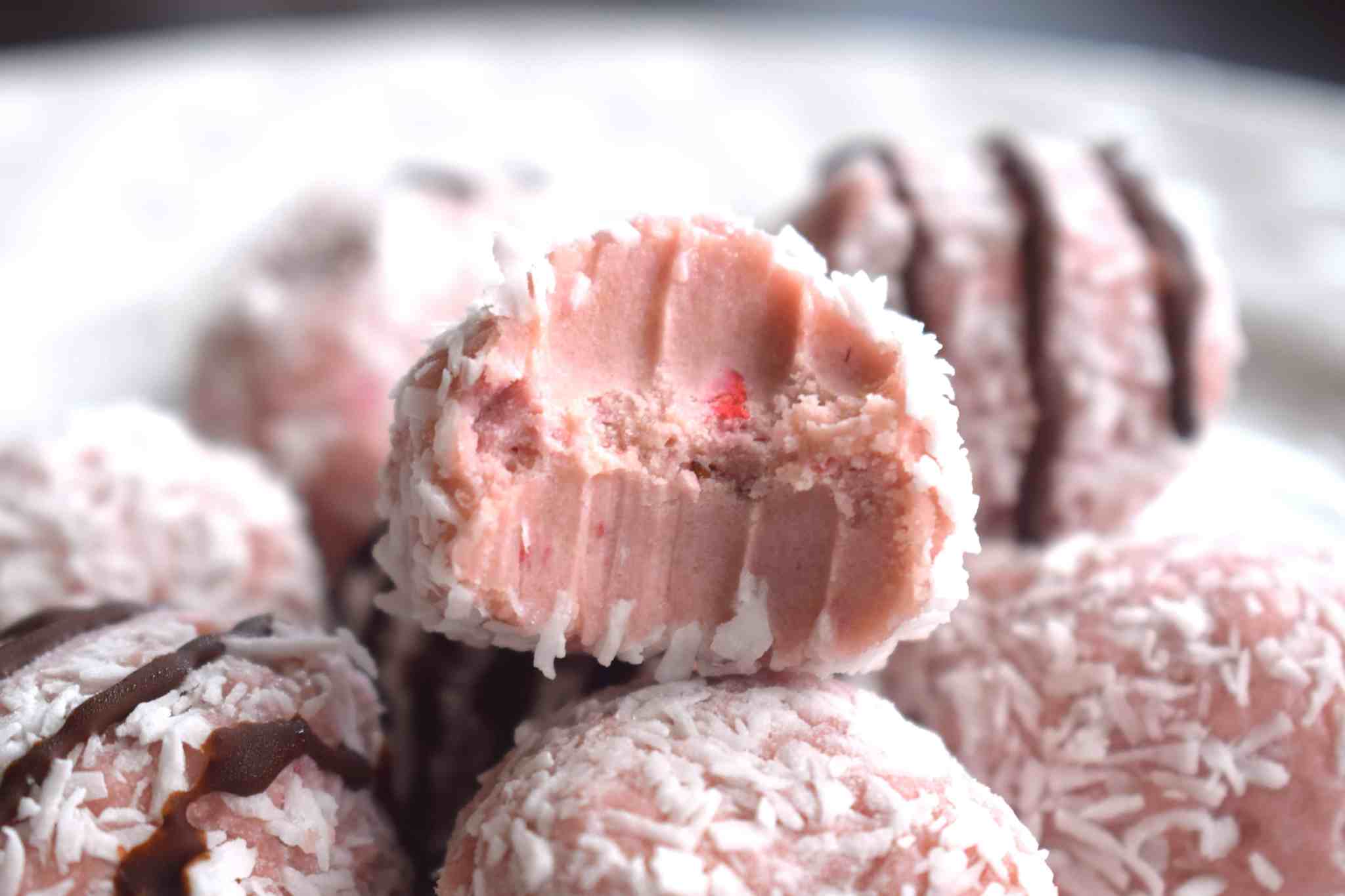 Keto Raspberry Coconut Balls - Mouthwatering Motivation